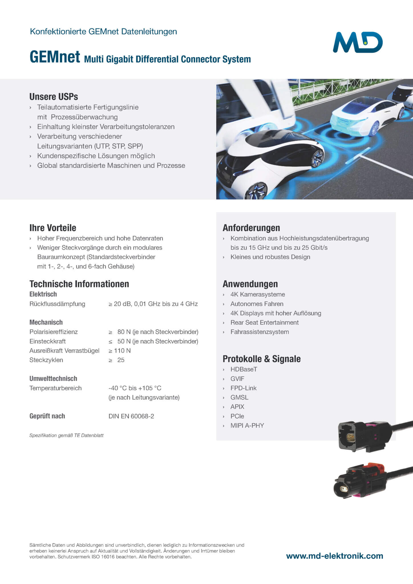 Assembled two-wire cables for automotive applications